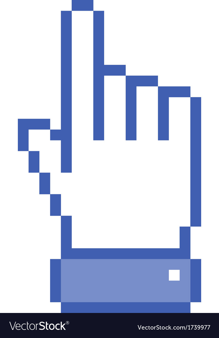 Pixel blue hand pointer Royalty Free Vector Image