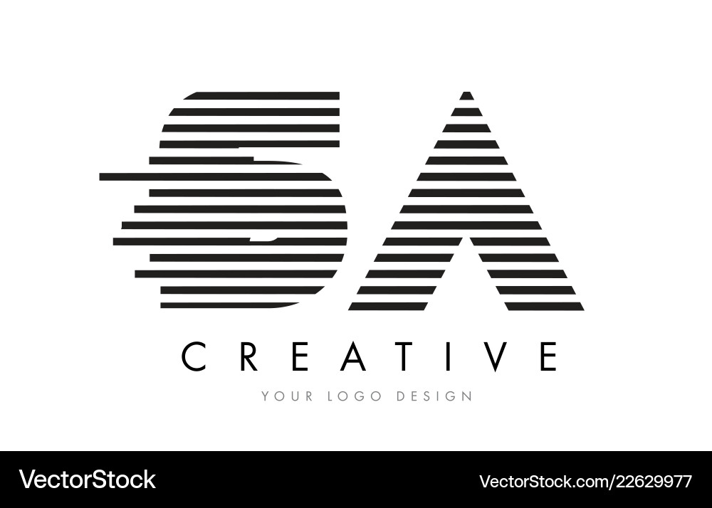 Sa s a zebra letter logo design with black Vector Image