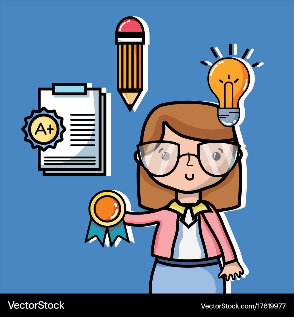 Teacher woman with school tools education Vector Image