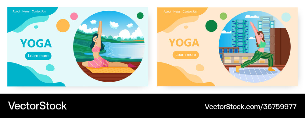 Yoga landing page design website banner Royalty Free Vector
