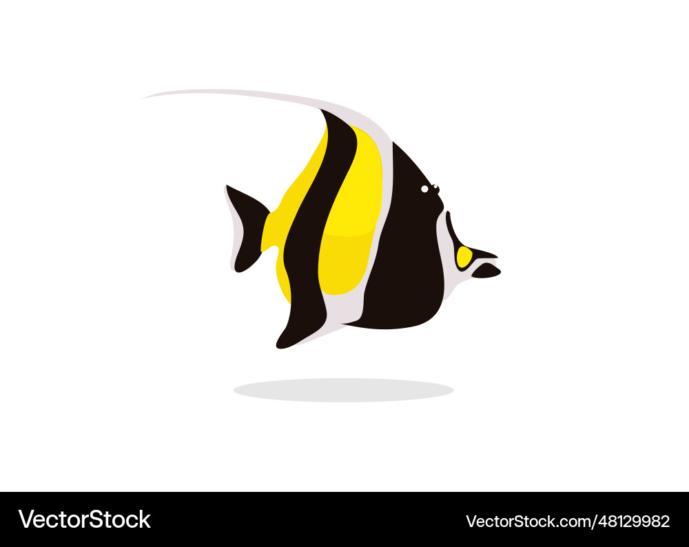 Black and yellow angel fish logo Royalty Free Vector Image