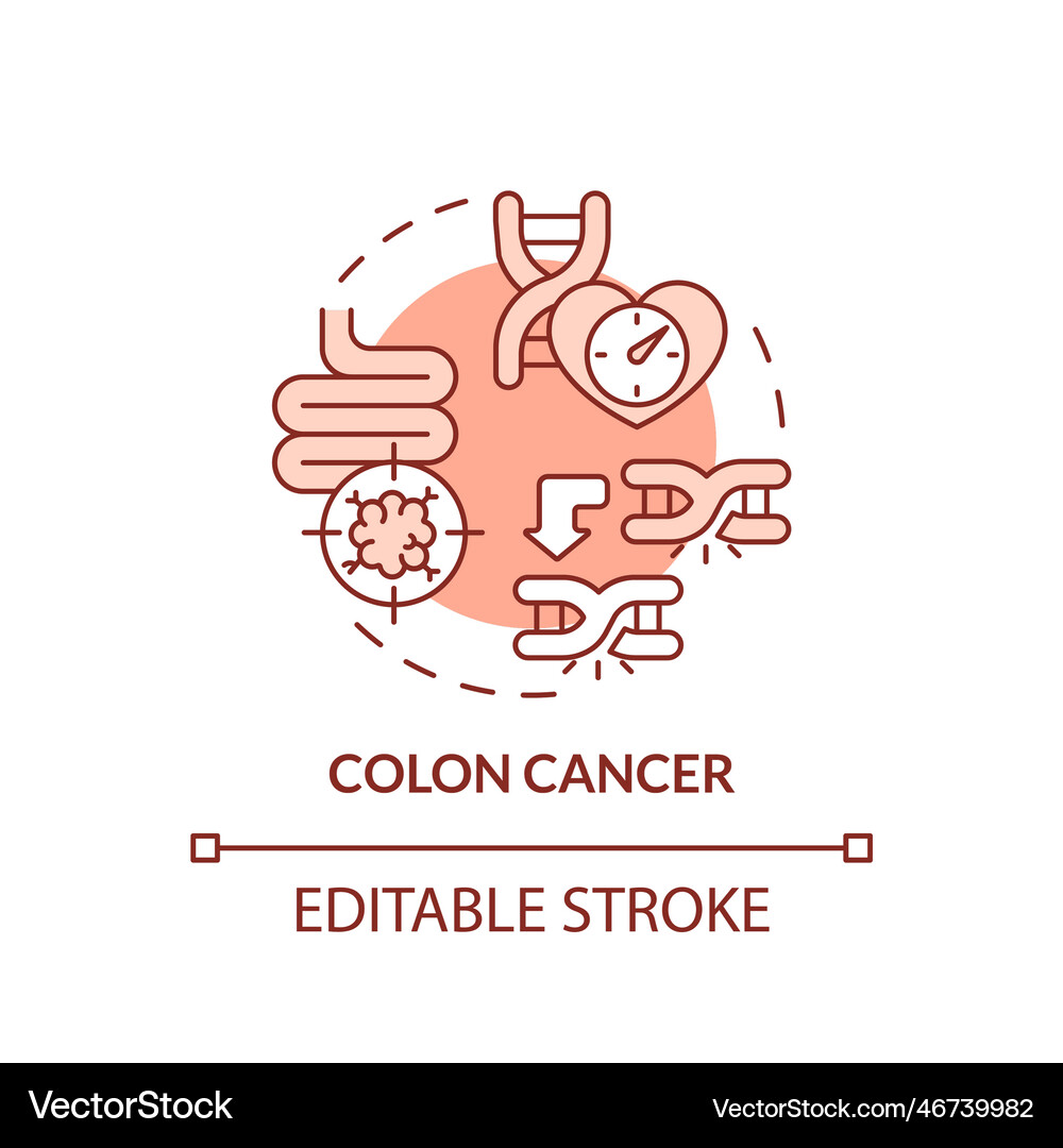 Colon cancer red concept icon Royalty Free Vector Image