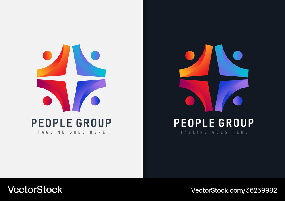 Colorful people group symbol combination logo Vector Image