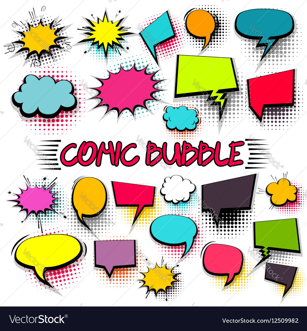 Comic collection colored cloud Royalty Free Vector Image