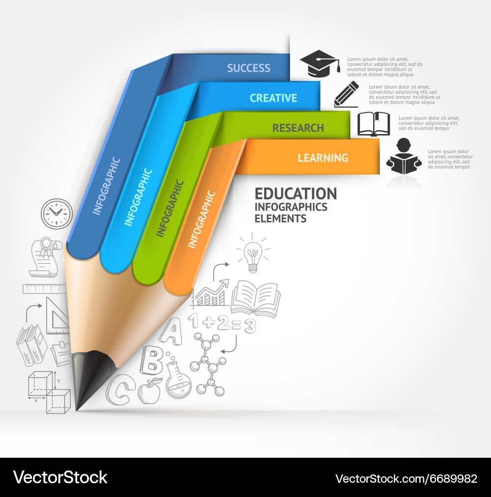 Education pencil staircase infographics Royalty Free Vector