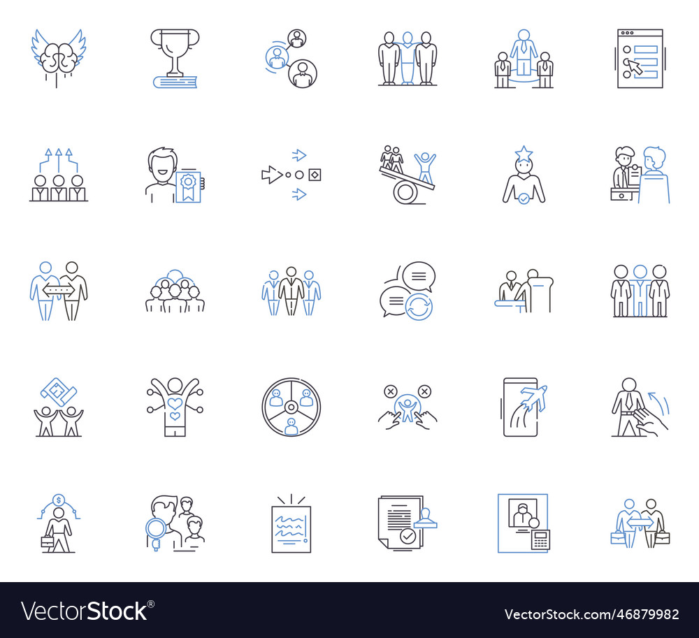 Executive coaching line icons collection Vector Image
