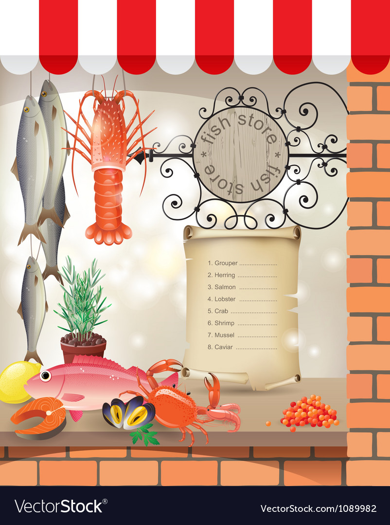 Fish store Royalty Free Vector Image - VectorStock