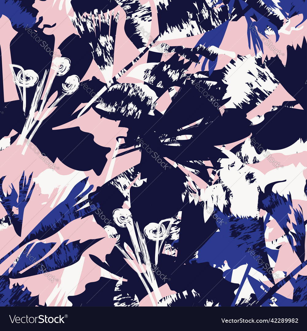 Floral brush strokes seamless pattern design Vector Image