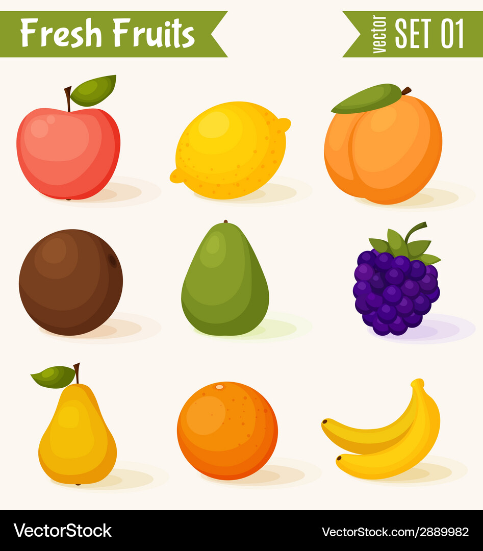 Fruits icon set colorful template for cooking Vector Image