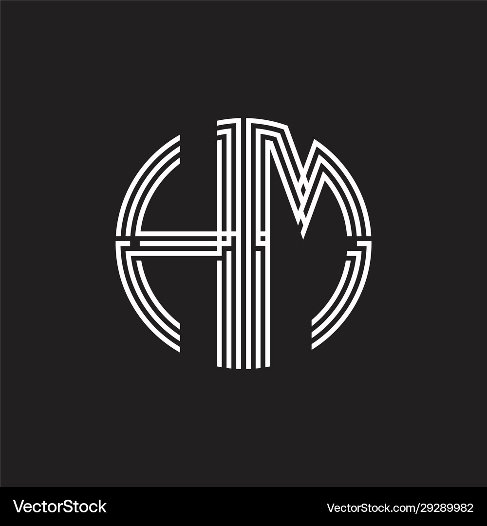 Hm logo monogram triple ribbon style line design Vector Image