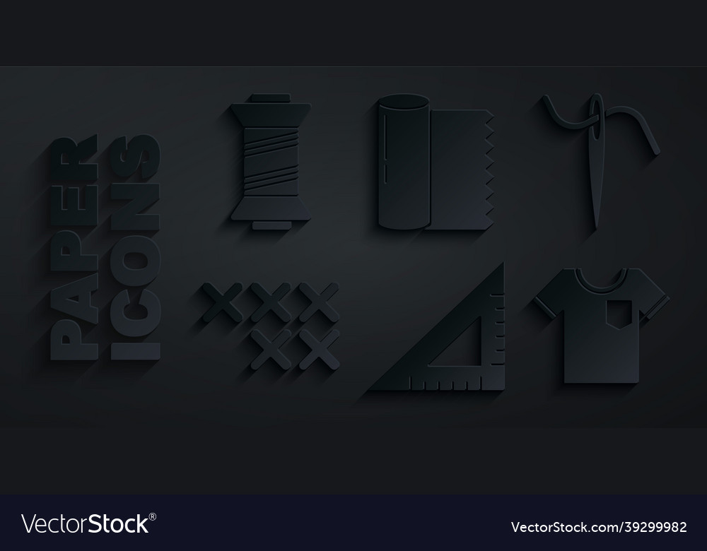 Set triangular ruler needle for sewing Royalty Free Vector