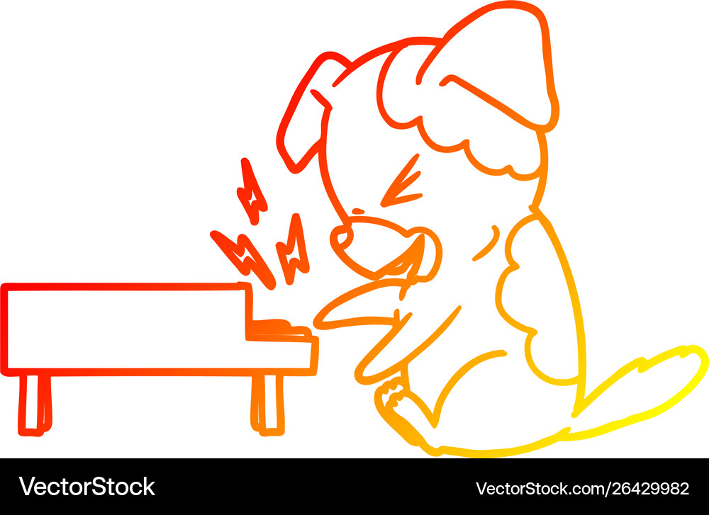 Warm gradient line drawing cartoon dog rocking Vector Image