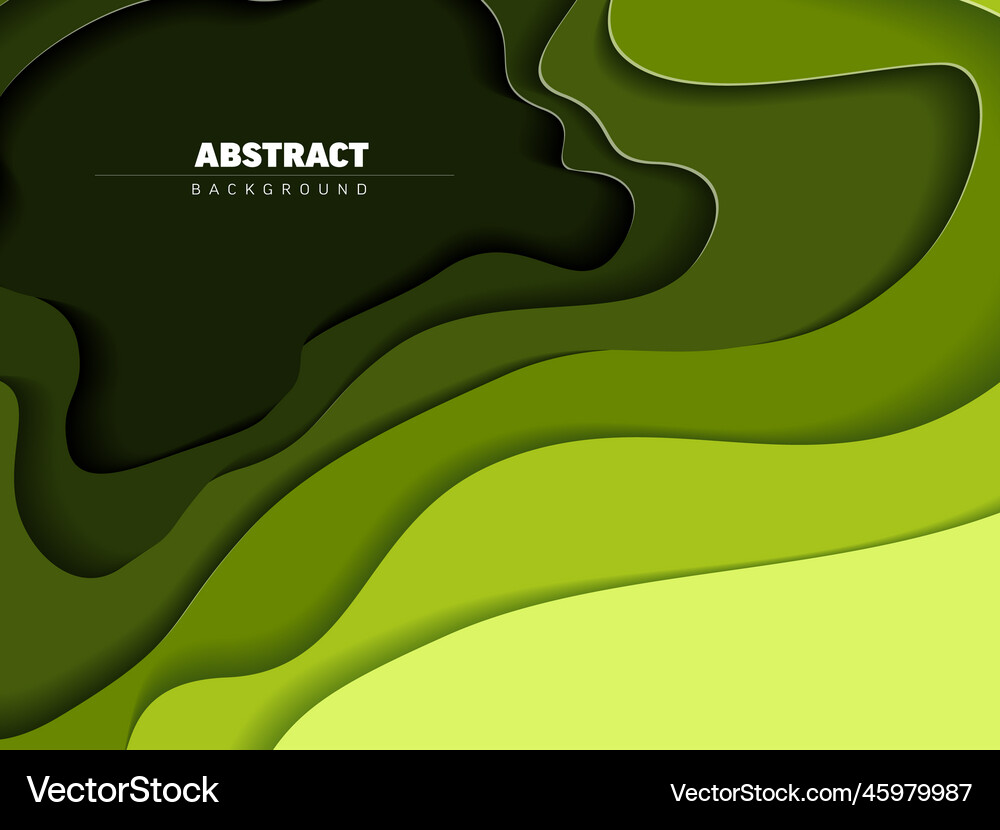 Abstract green paper cut background with place Vector Image