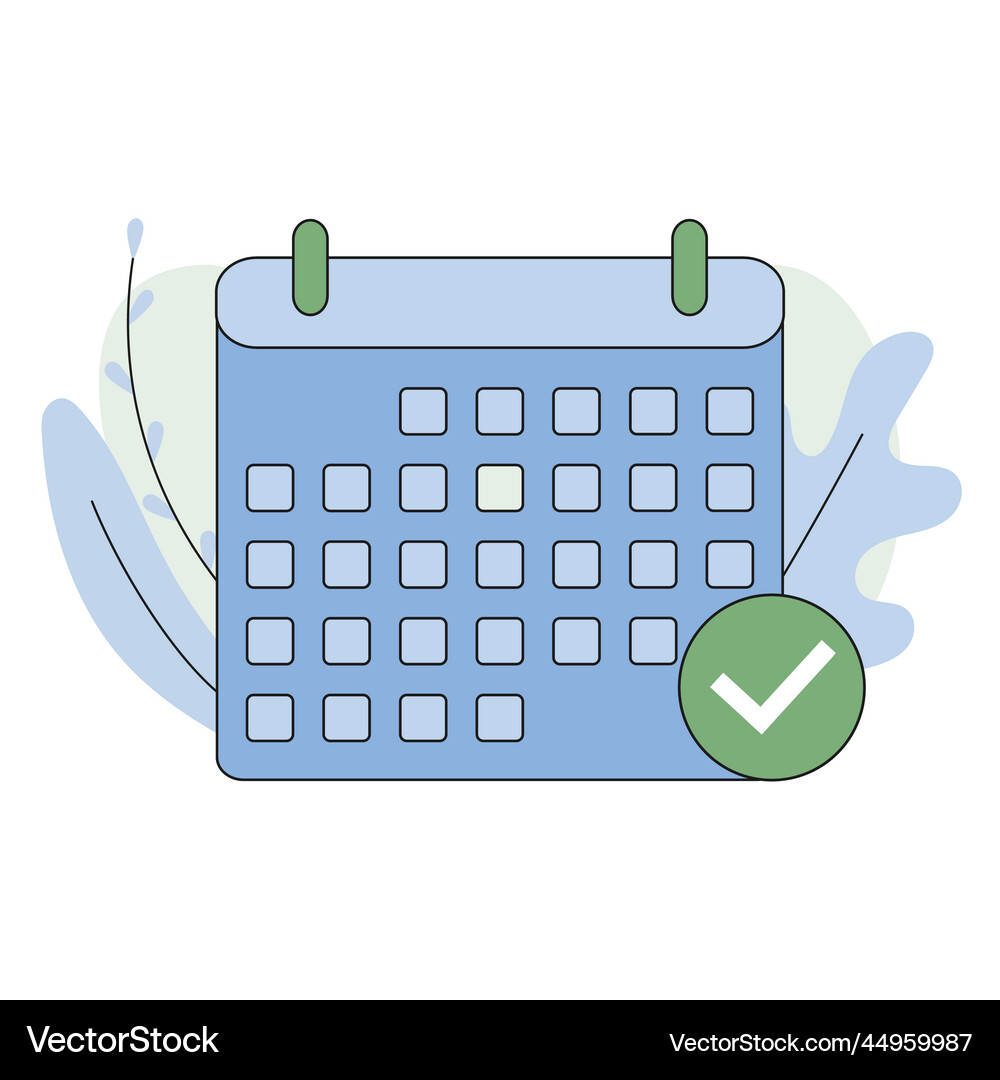 Calendar with check mark icon flat cartoon Vector Image