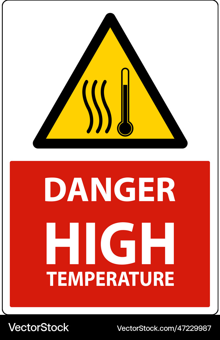 Danger high temperature symbol and text safety Vector Image