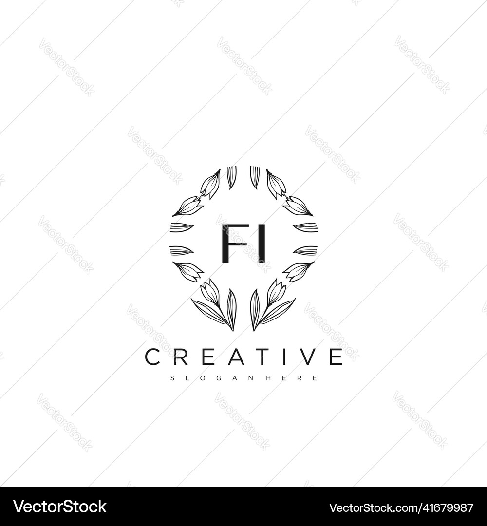 Fi initial letter flower logo template premium art