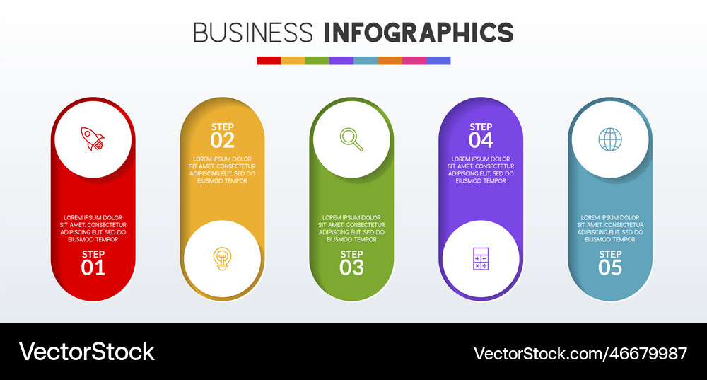 Infographics design template and icons with 5 Vector Image