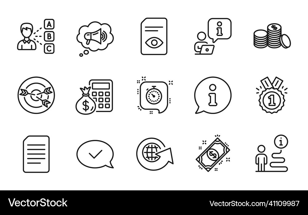Line icons set included icon as targeting Vector Image