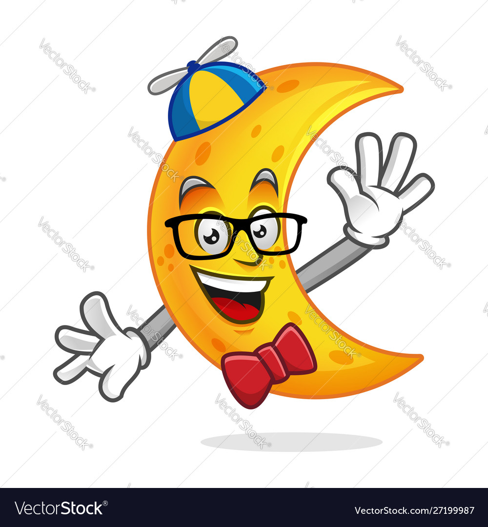 Nerd moon mascot geek character cartoon Royalty Free Vector Nerd moon mascot geek character cartoon Royalty Free Vector
