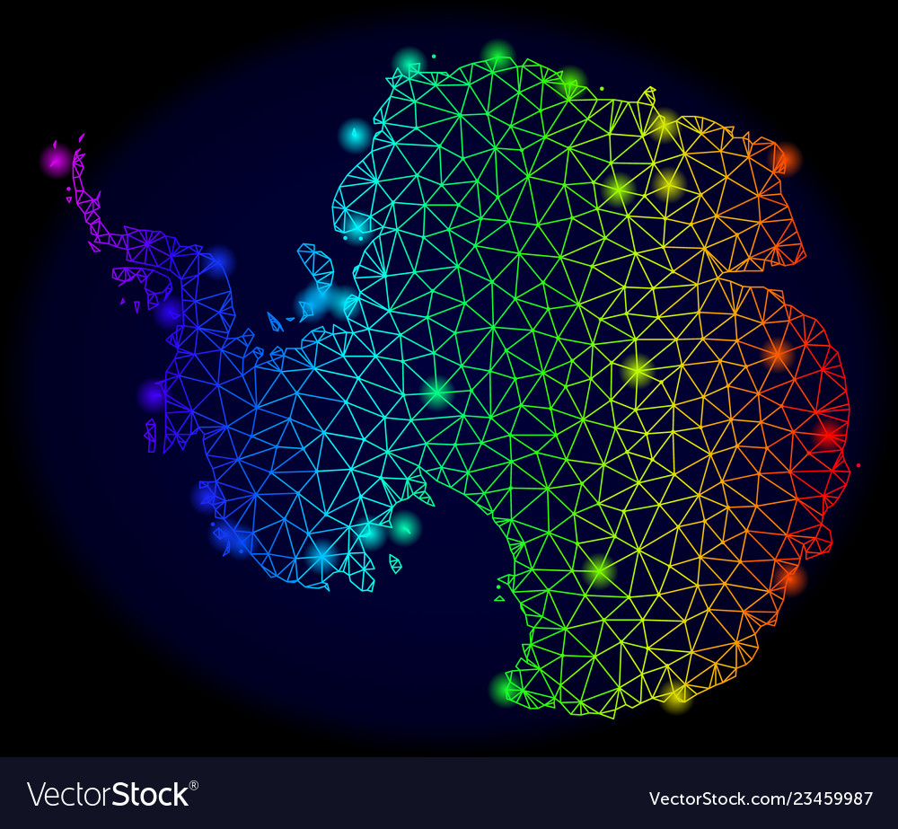 Polygonal network rainbow mesh map Royalty Free Vector Image