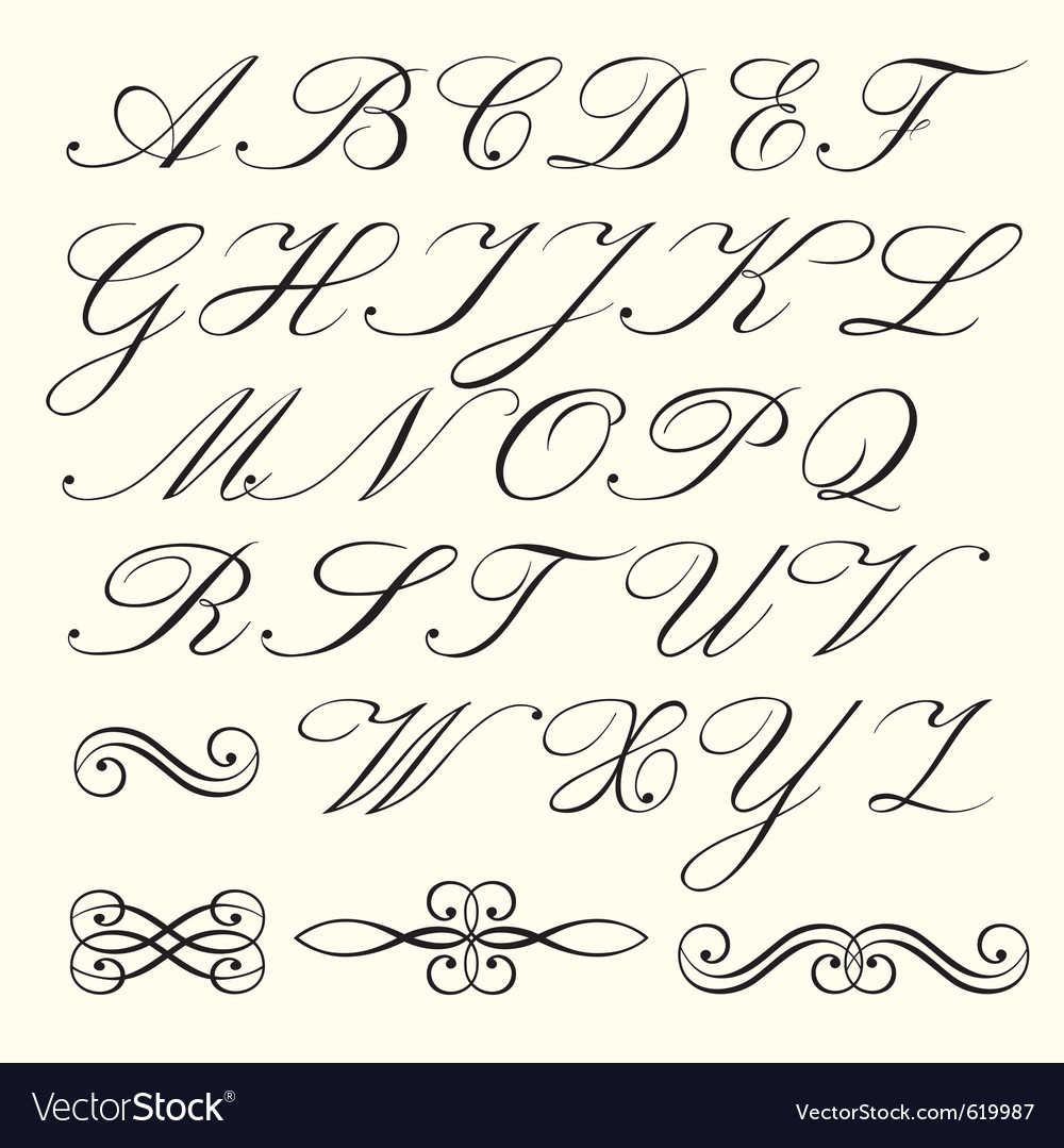 Script Alphabet Royalty Free Vector Image VectorStock