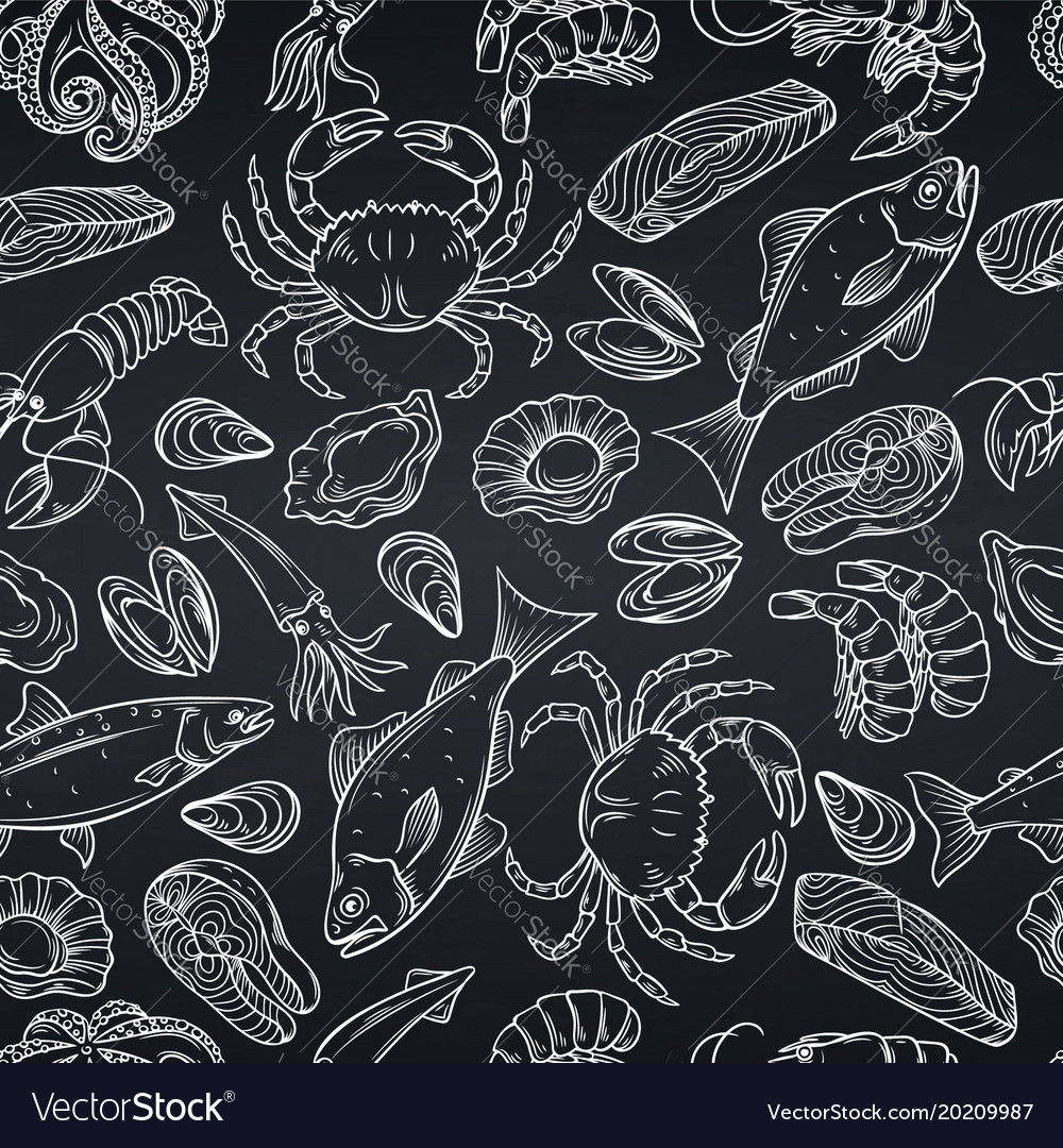 Seafood seamless pattern Royalty Free Vector Image
