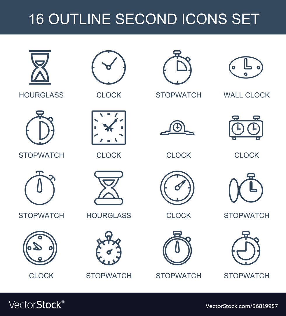 Second icons Royalty Free Vector Image - VectorStock