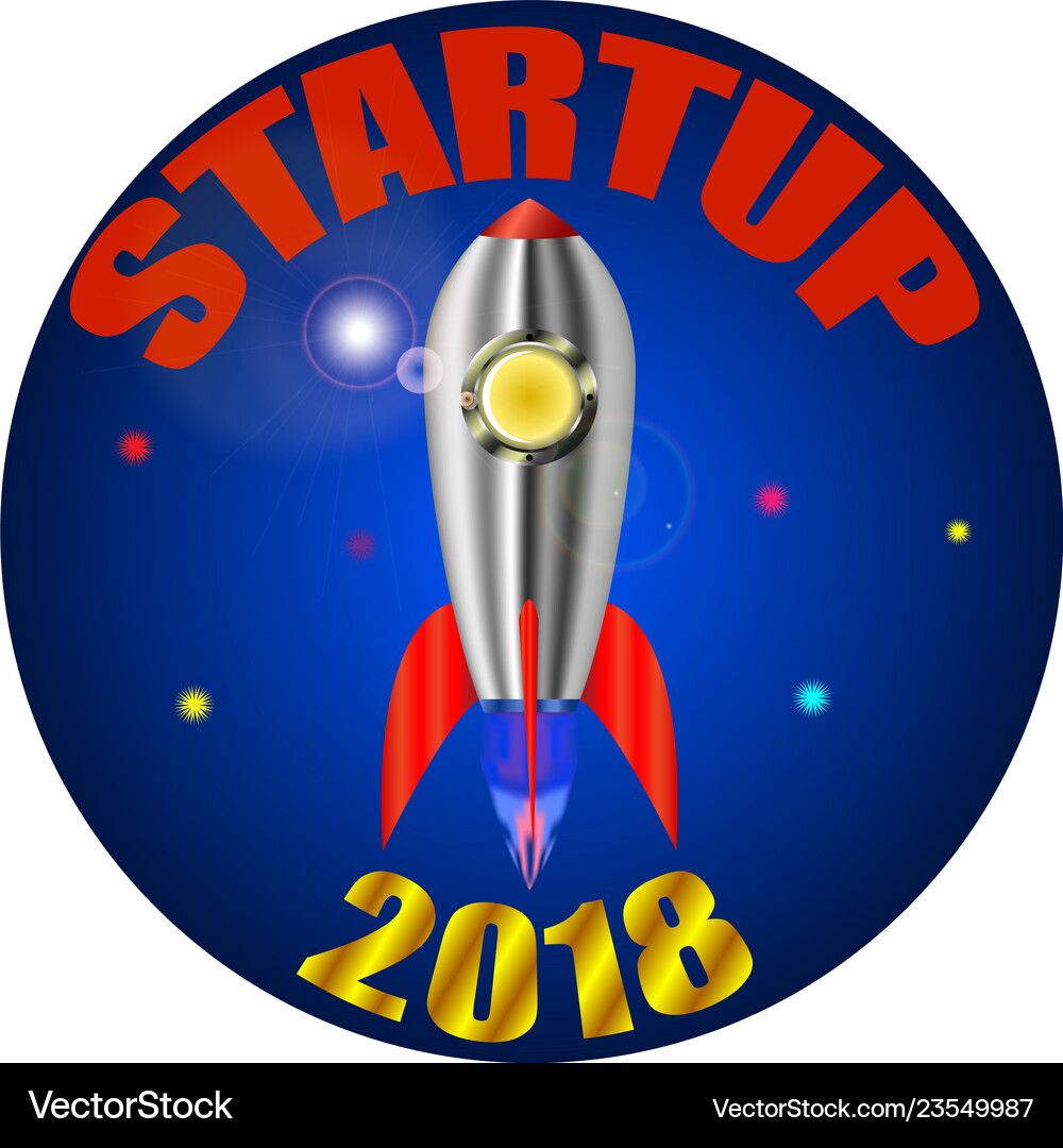 Startup a rocket blasting off Royalty Free Vector Image