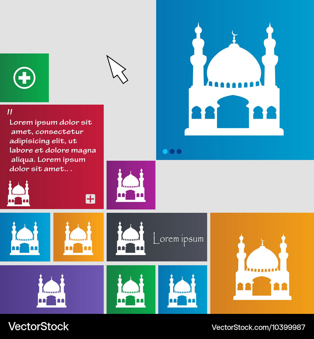 Turkish architecture mosque icon sign buttons Vector Image