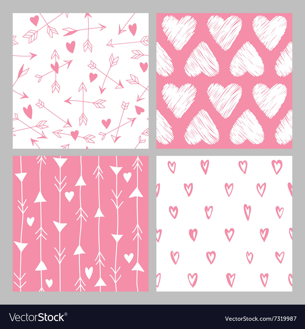 Valentines Day Heart Patterns Set Royalty Free Vector Image