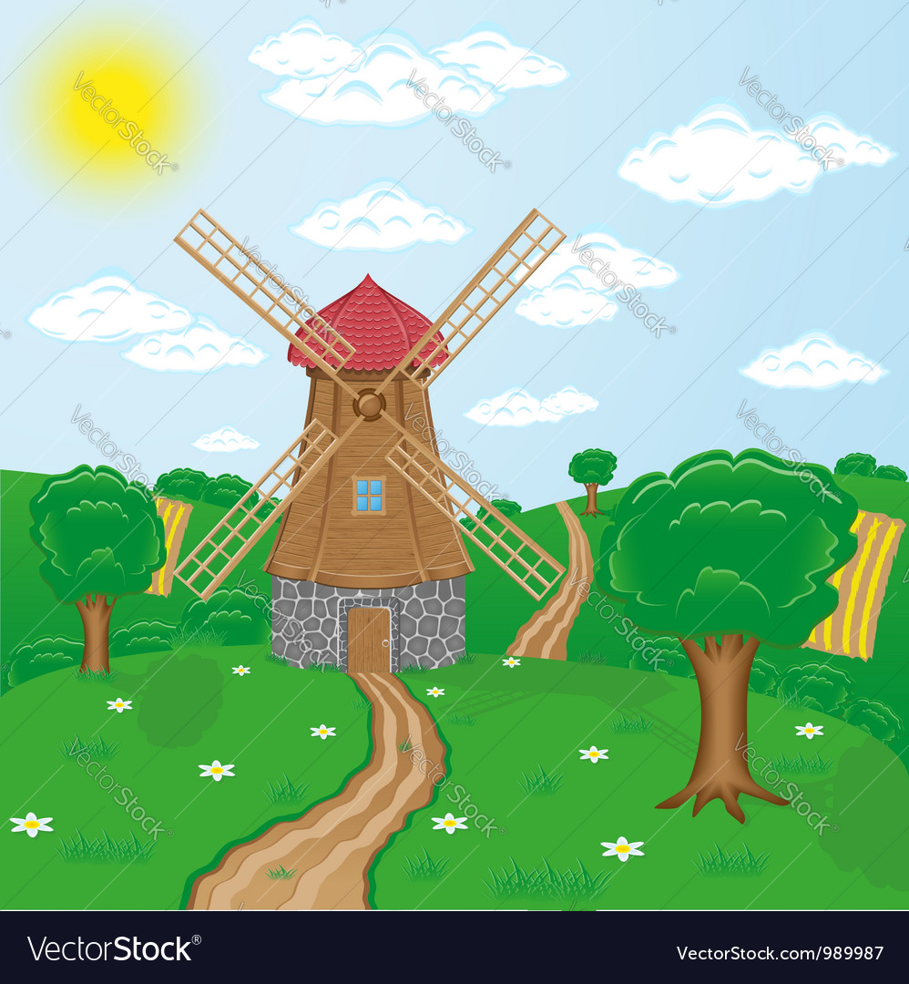 Windmill 02 Royalty Free Vector Image - VectorStock