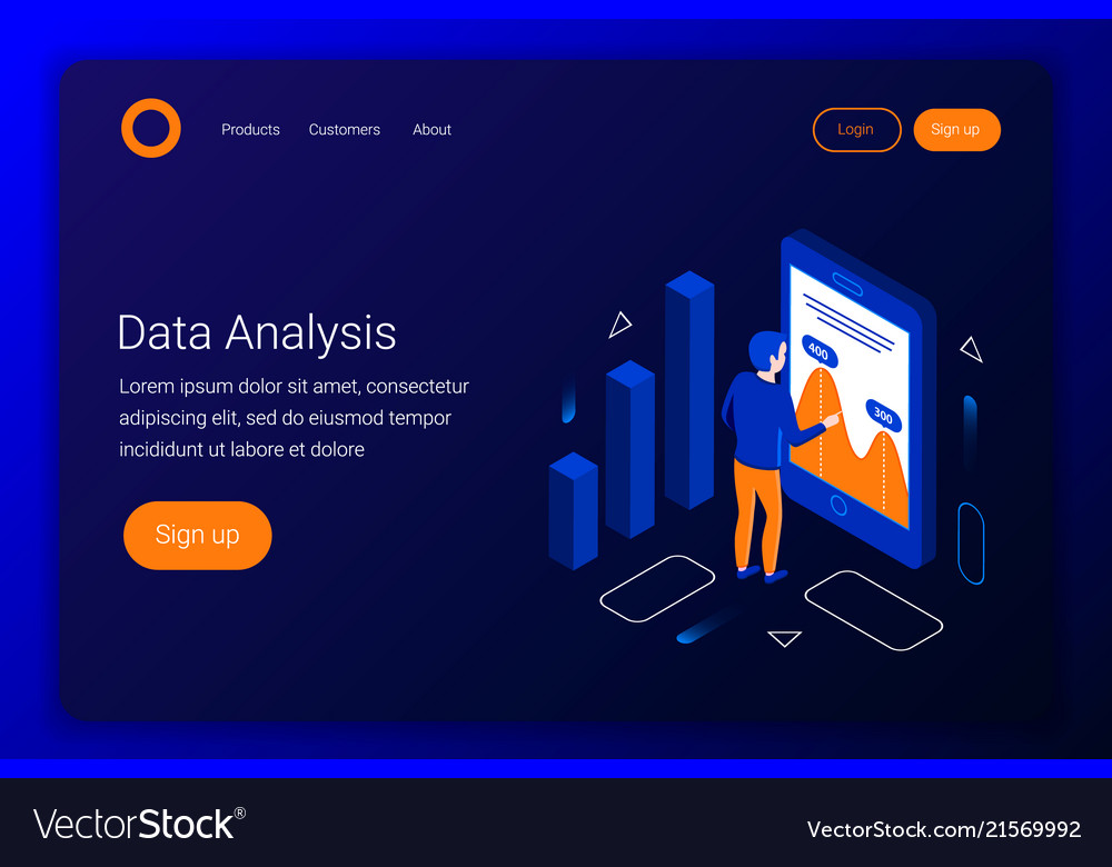 Data analysis isometric concept Royalty Free Vector Image