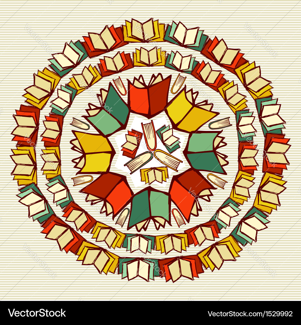Education books back to school mandala Royalty Free Vector