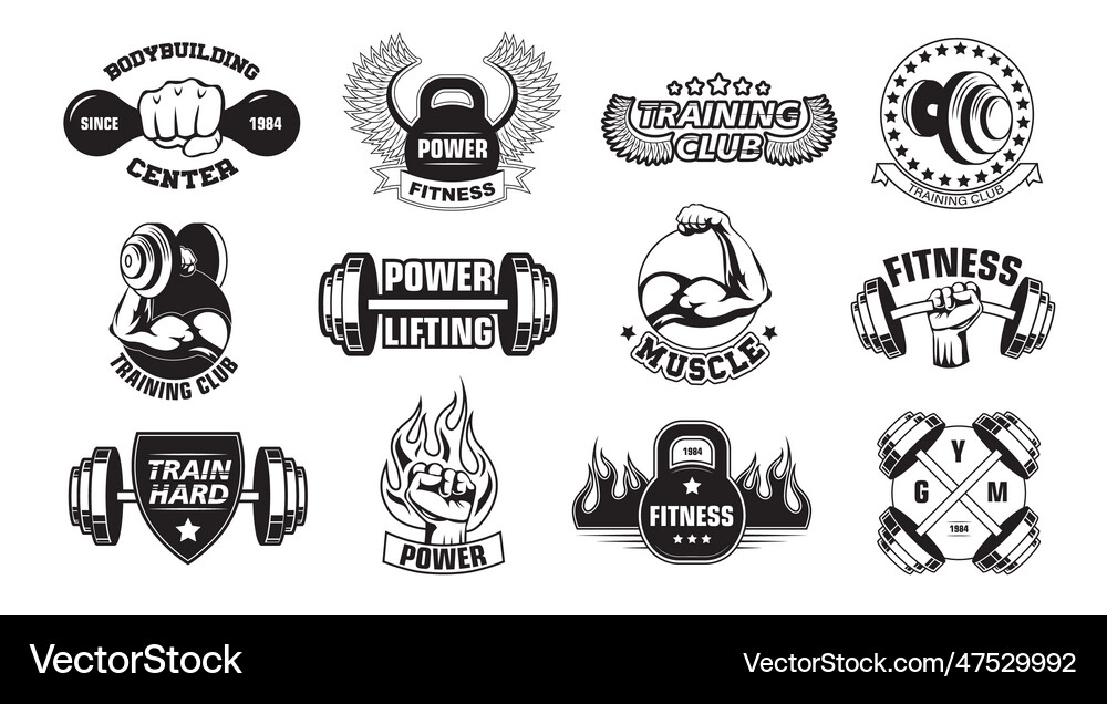 Gym retro logos set Royalty Free Vector Image - VectorStock