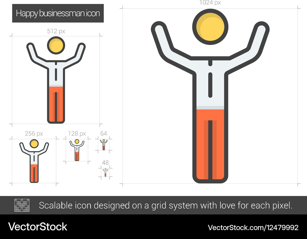 Happy businessman line icon Royalty Free Vector Image