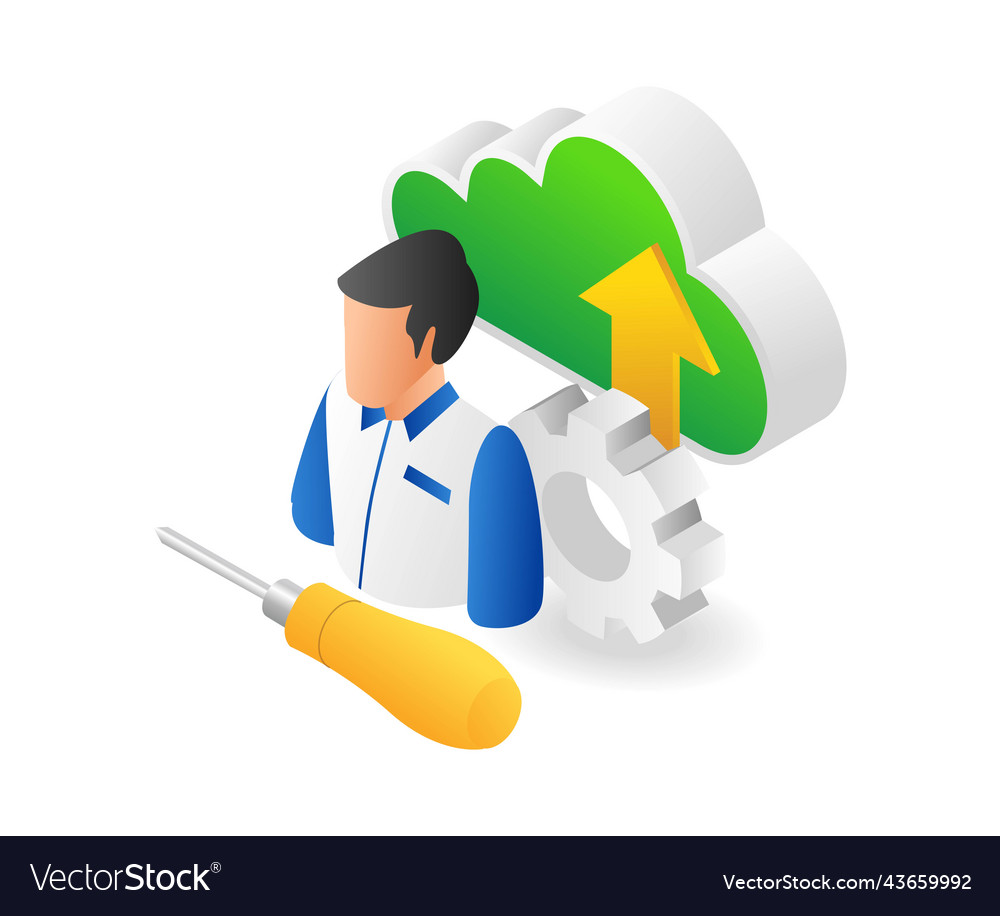 It cloud server security maintenance technician Vector Image