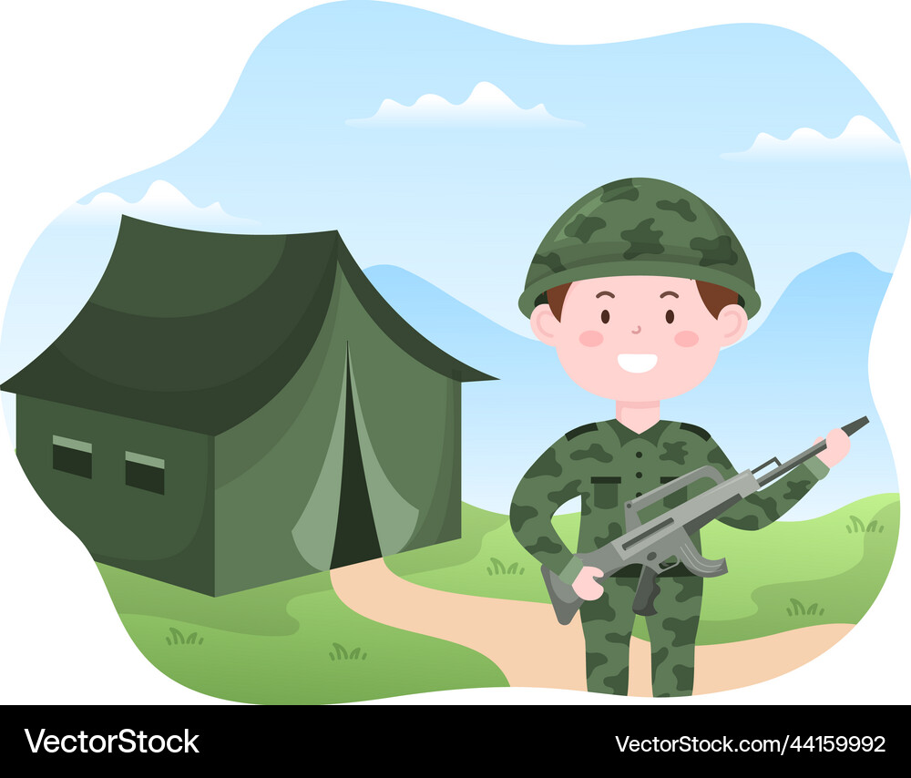 Military army force template hand drawn cute Vector Image