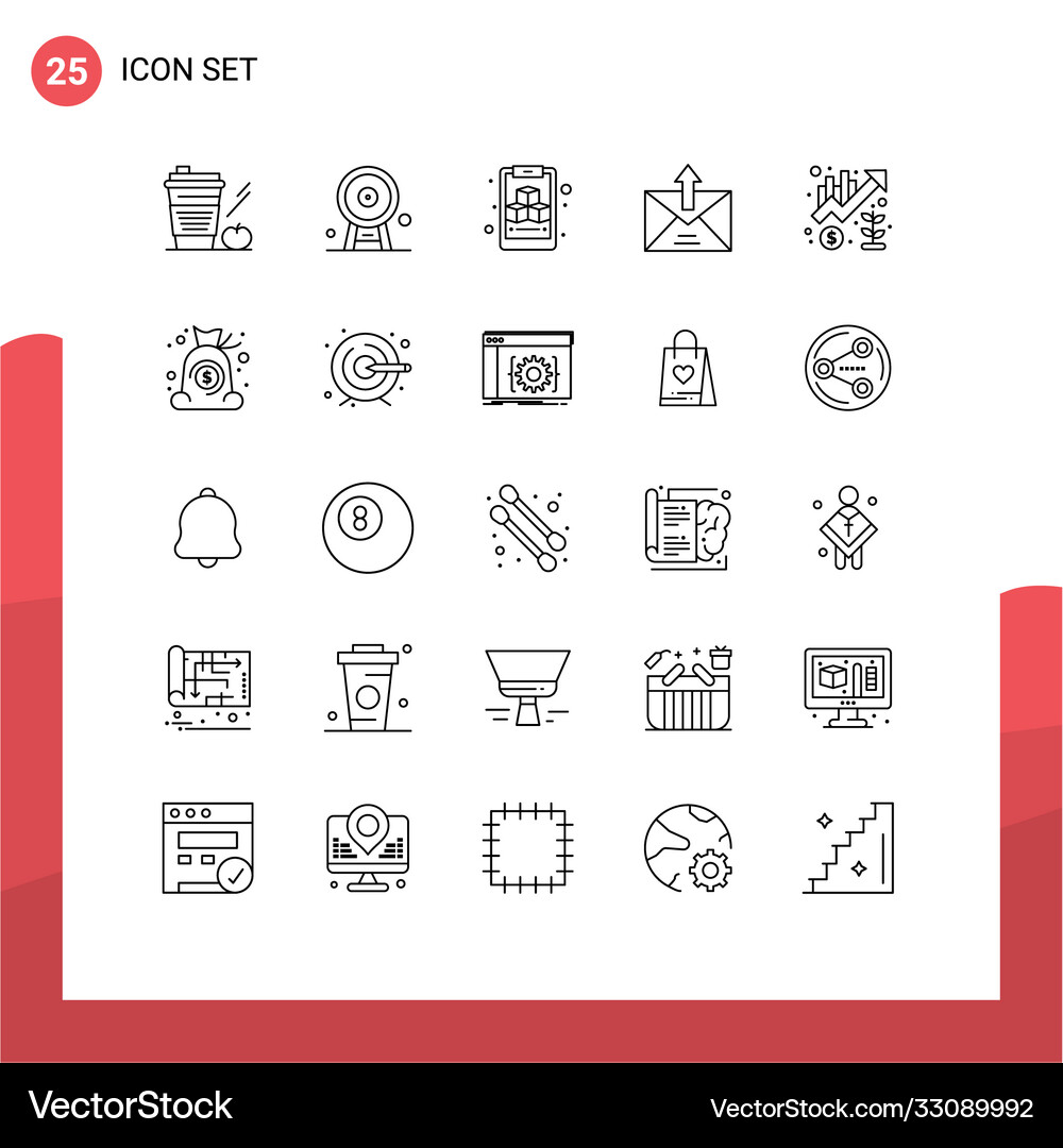 Modern set 25 lines and symbols such as sent Vector Image