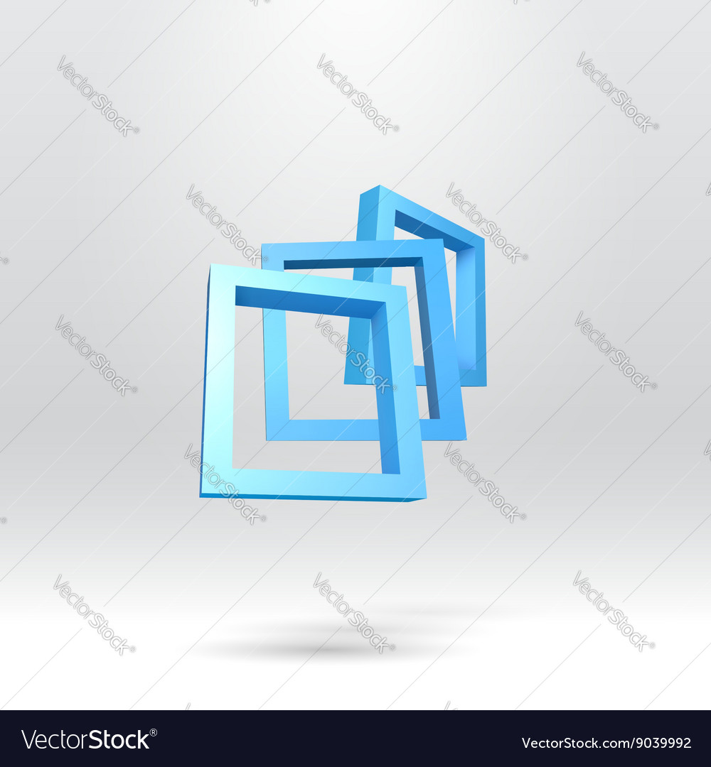 Three blue rectangular 3d frames Royalty Free Vector Image