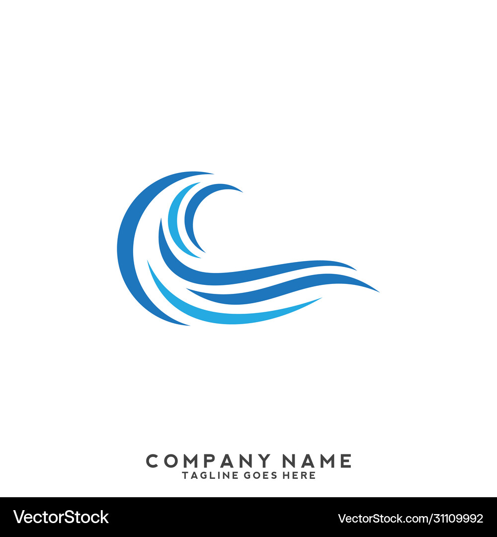 Water wave symbol and icon logo template Vector Image