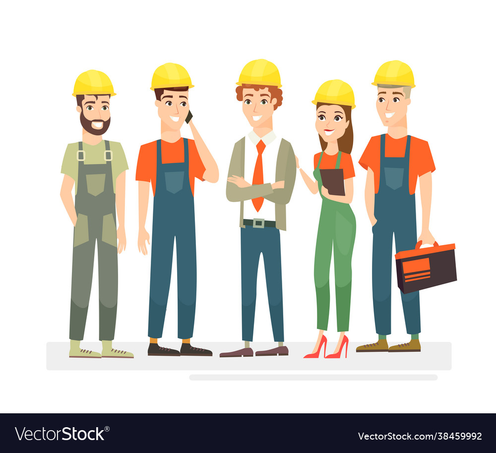 Workers team engineers Royalty Free Vector Image