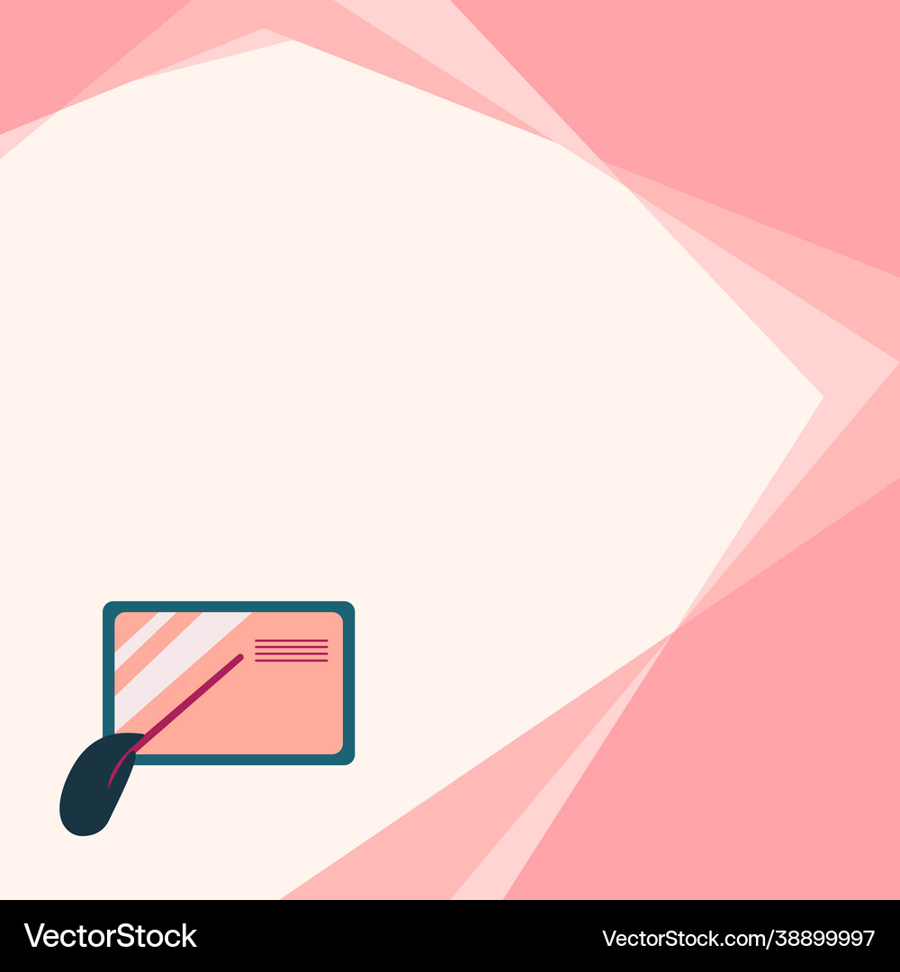 Card drawing with hand pointing stick at small Vector Image