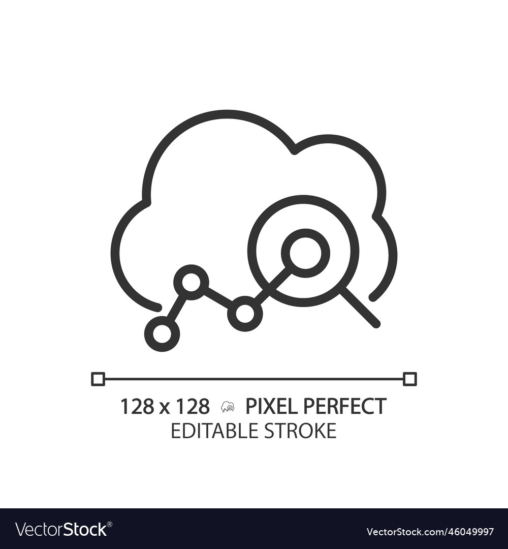 Cloud analytics pixel perfect linear icon Vector Image