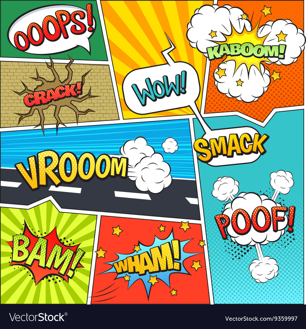 Comics Book Page Bubbles Composition Print Vector Image