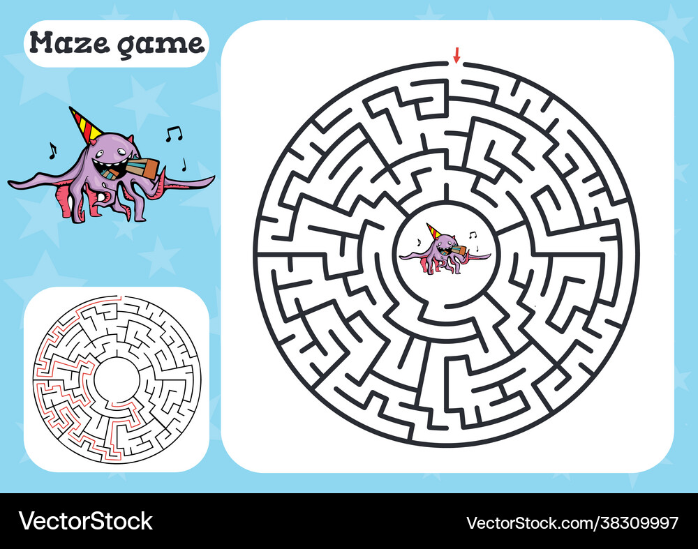 Cute Maze Game for Kids - Fun Worksheet Royalty Free Vector