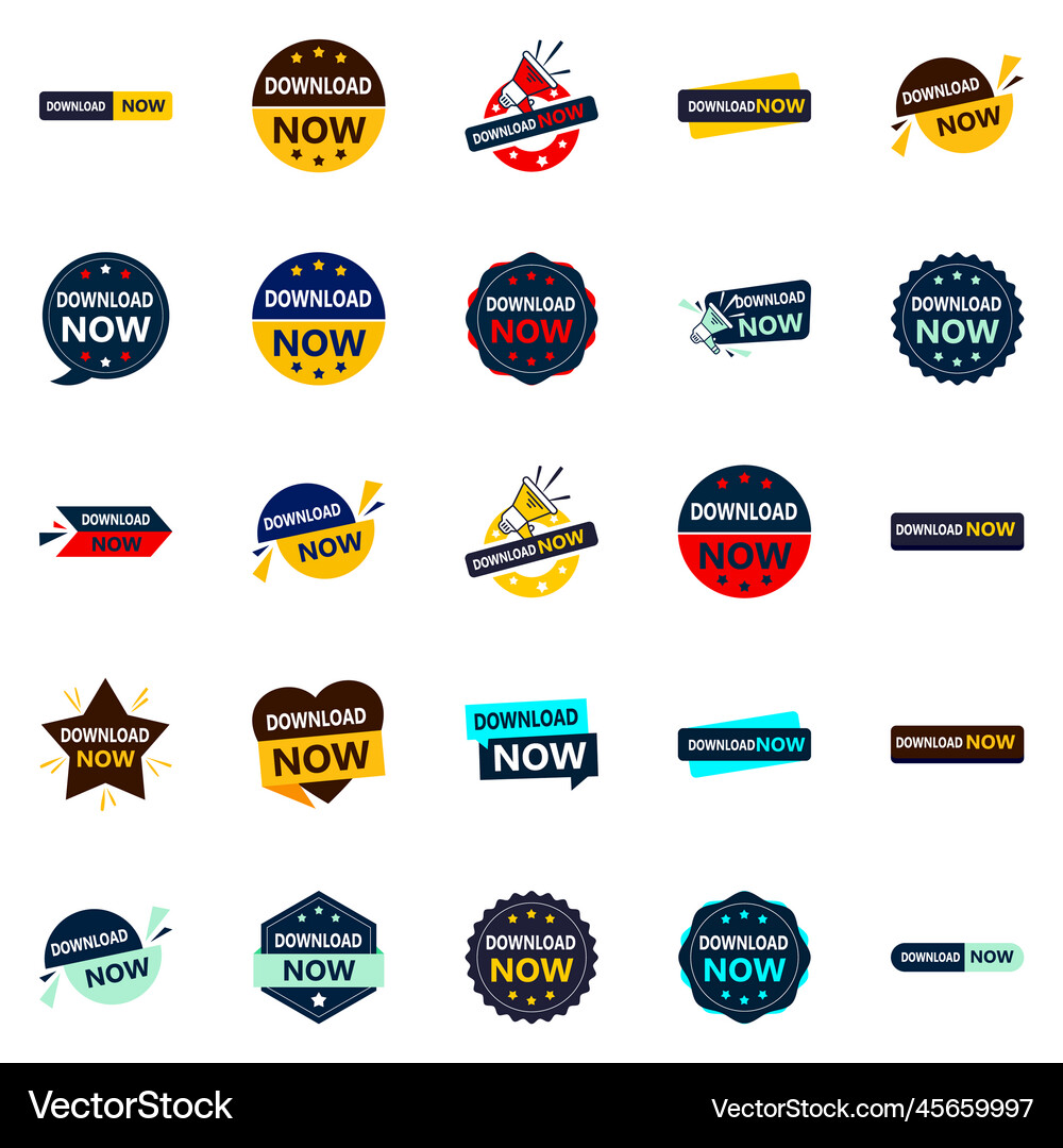 Download now banner pack 25 different designs Vector Image