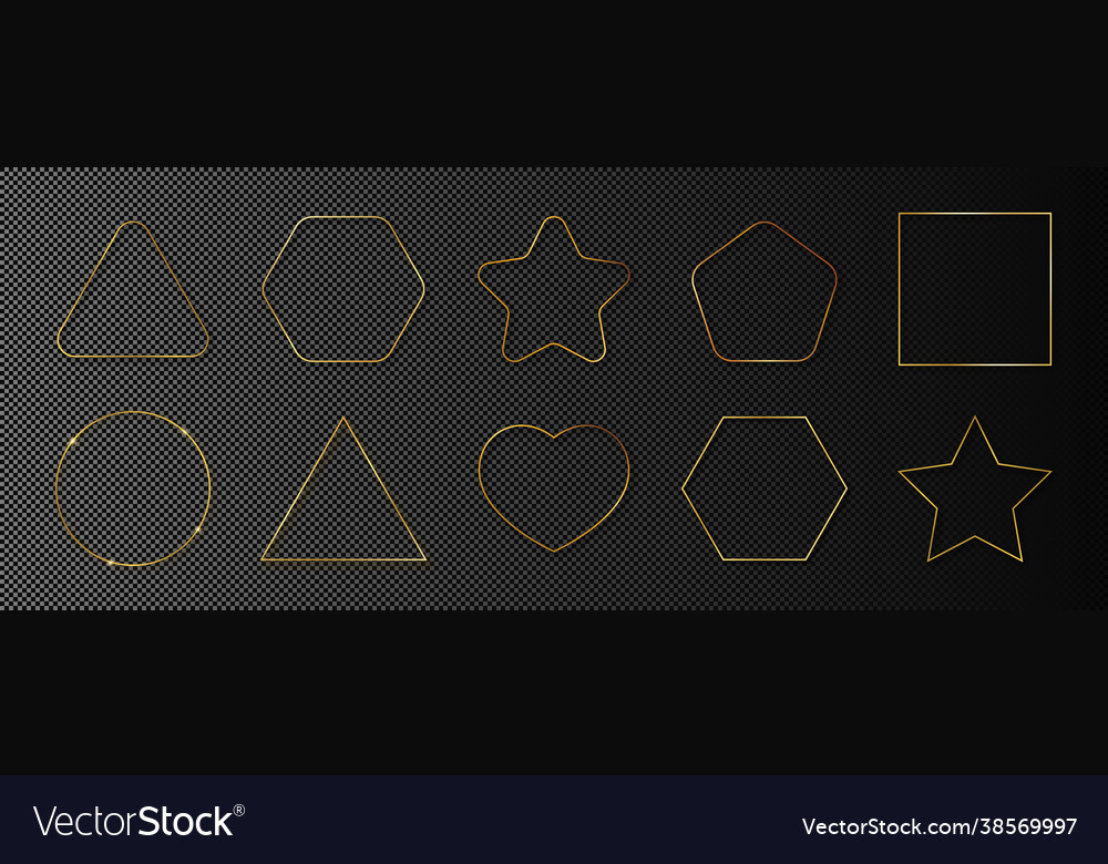 Gold glowing different geometric shape frame Vector Image