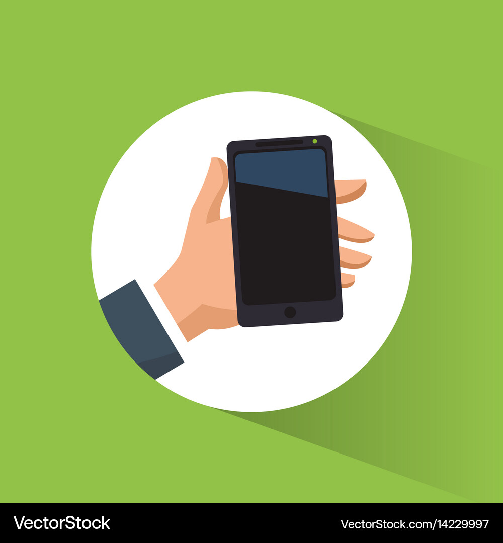 Hand holding smartphone mobile advertising Vector Image