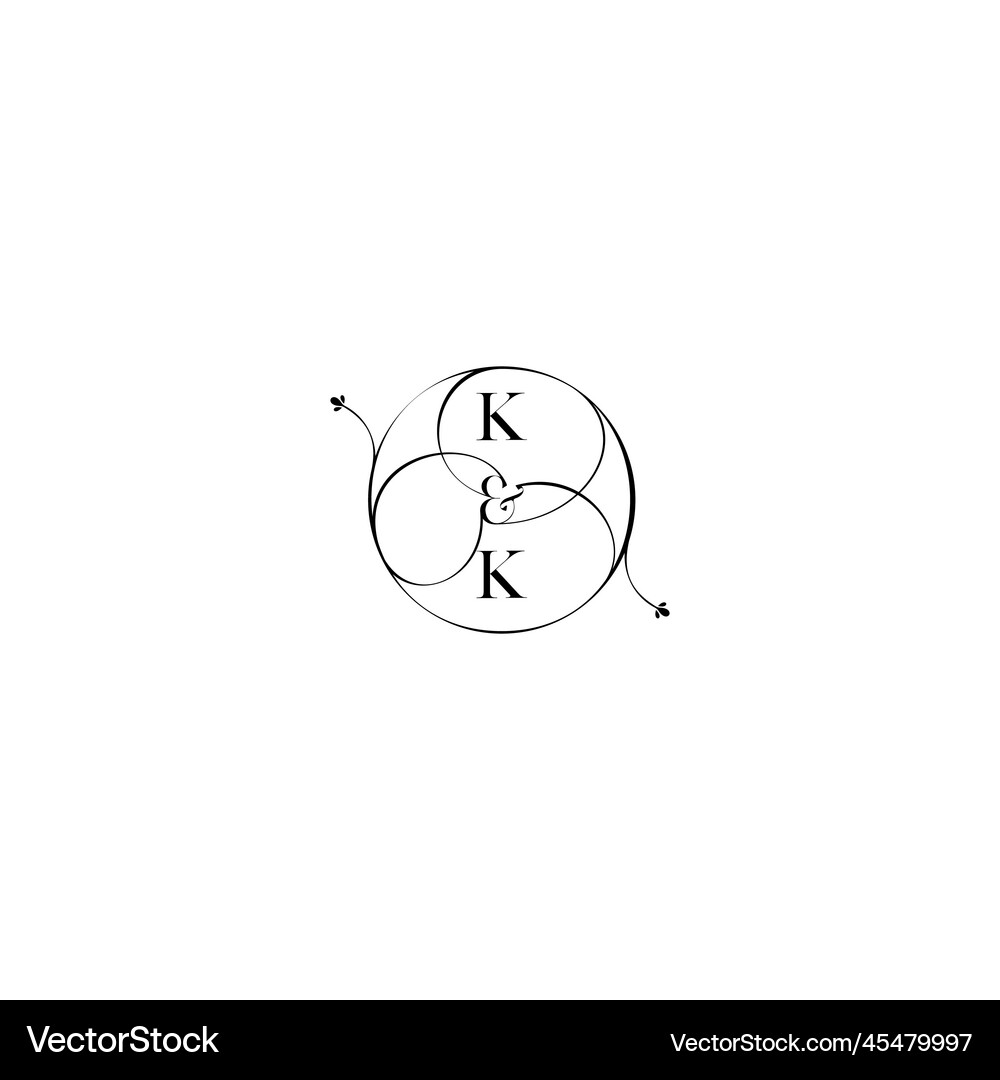 Kk feminine wedding line initial concept Vector Image