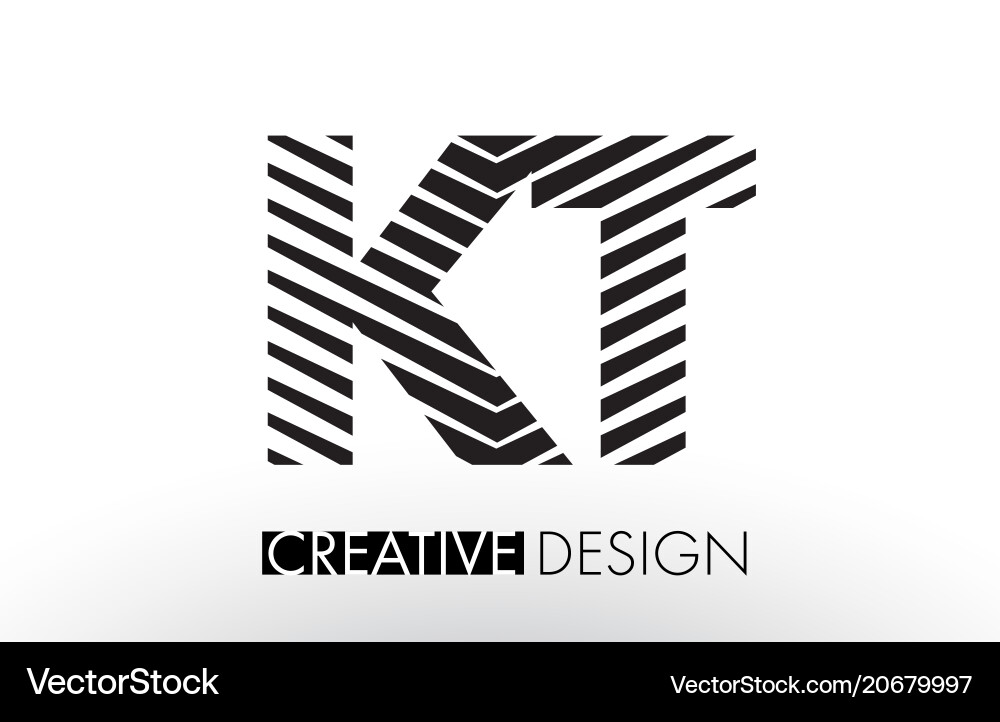 Kt k t lines letter design with creative elegant Vector Image